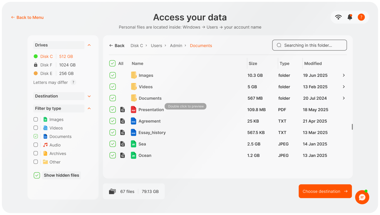 Access Files on Your Internal Windows Drive - PC-DNA